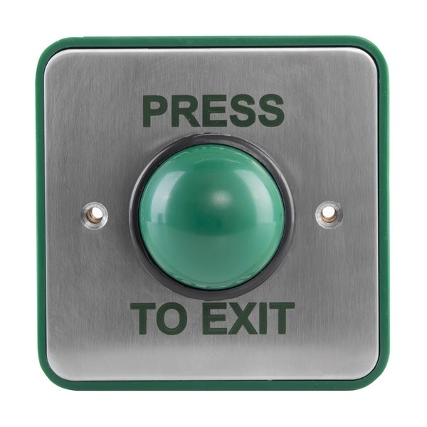 Press to Exit Green Dome Button, Stainless Steel, IP66 Rated 9159013UKIP66